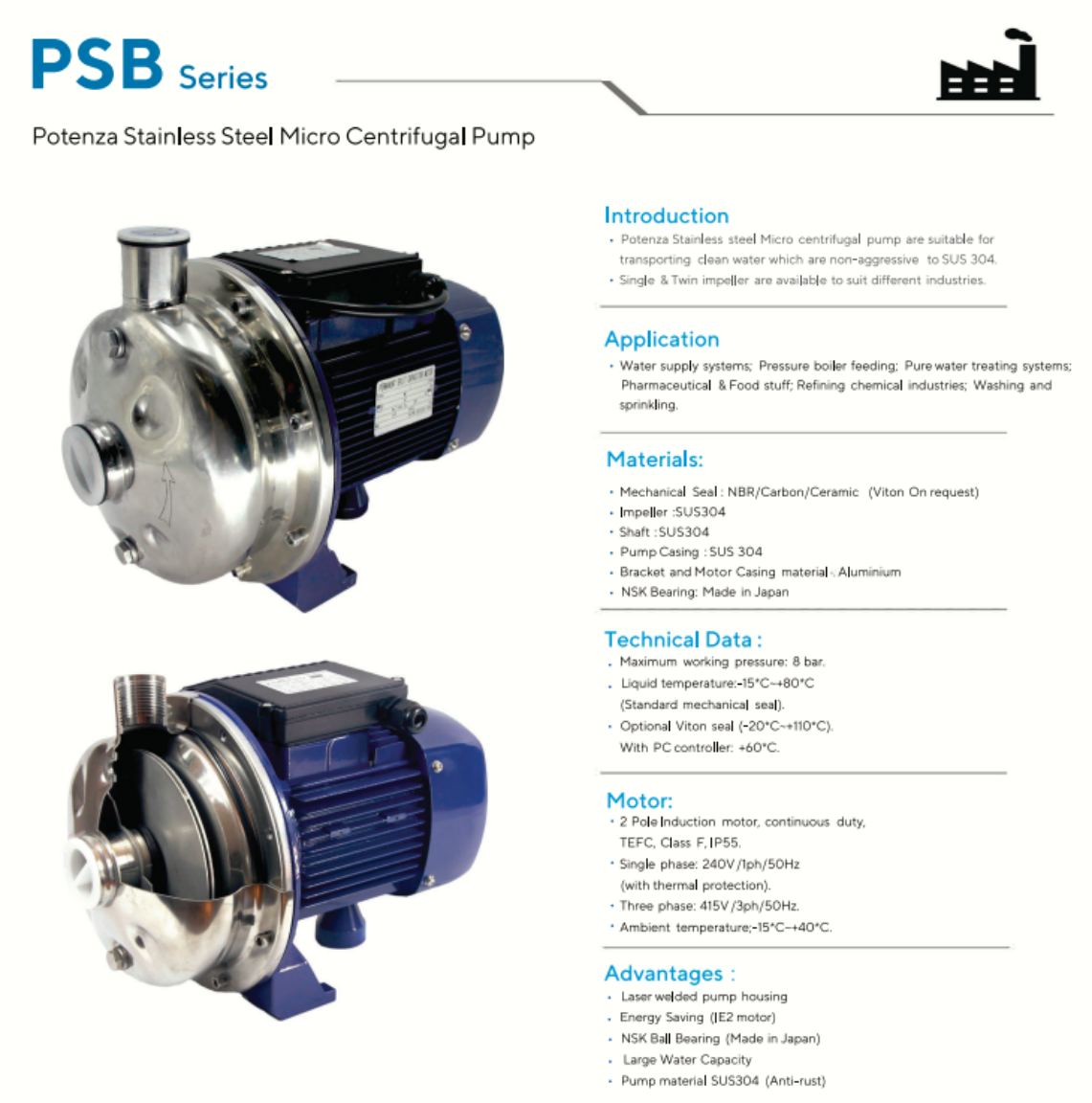 POTENZA STAINLESS STEEL MICRO CENTRIFUGAL WATER PUMP (AUTO)
